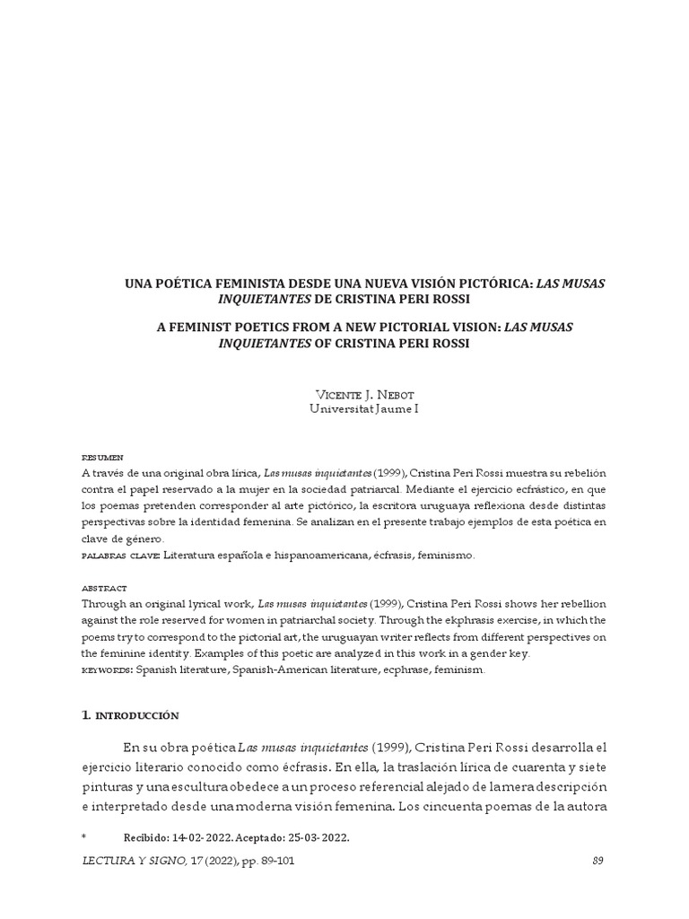 Nebot, Vicente - Una Poética Feminista Desde Una Nueva Visión Pictórica ...