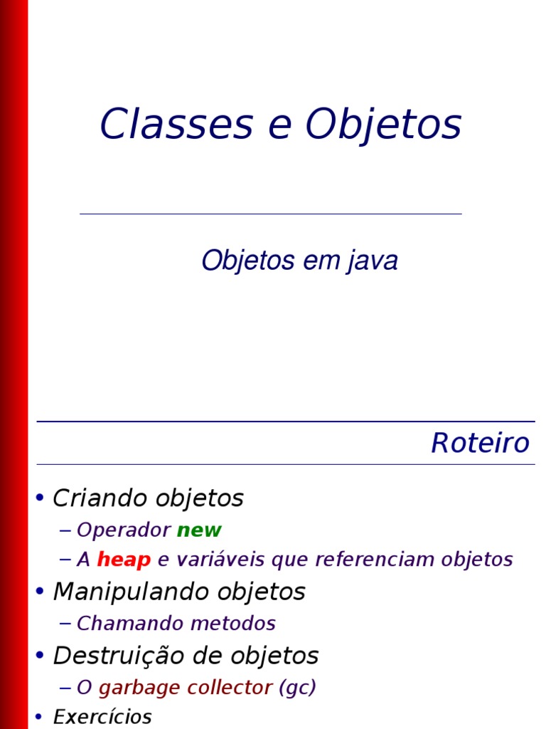 Classes E Objetos Objetos Em Java Pdf Classe Programação De Computadores Java