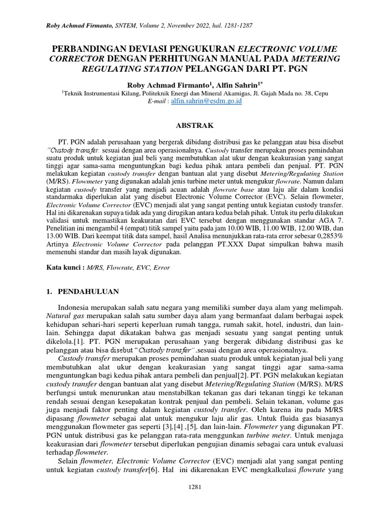 Corrector Dengan Perhitungan Manual Pada Metering Regulating Station Pelanggan Dari Pt. PGN | PDF