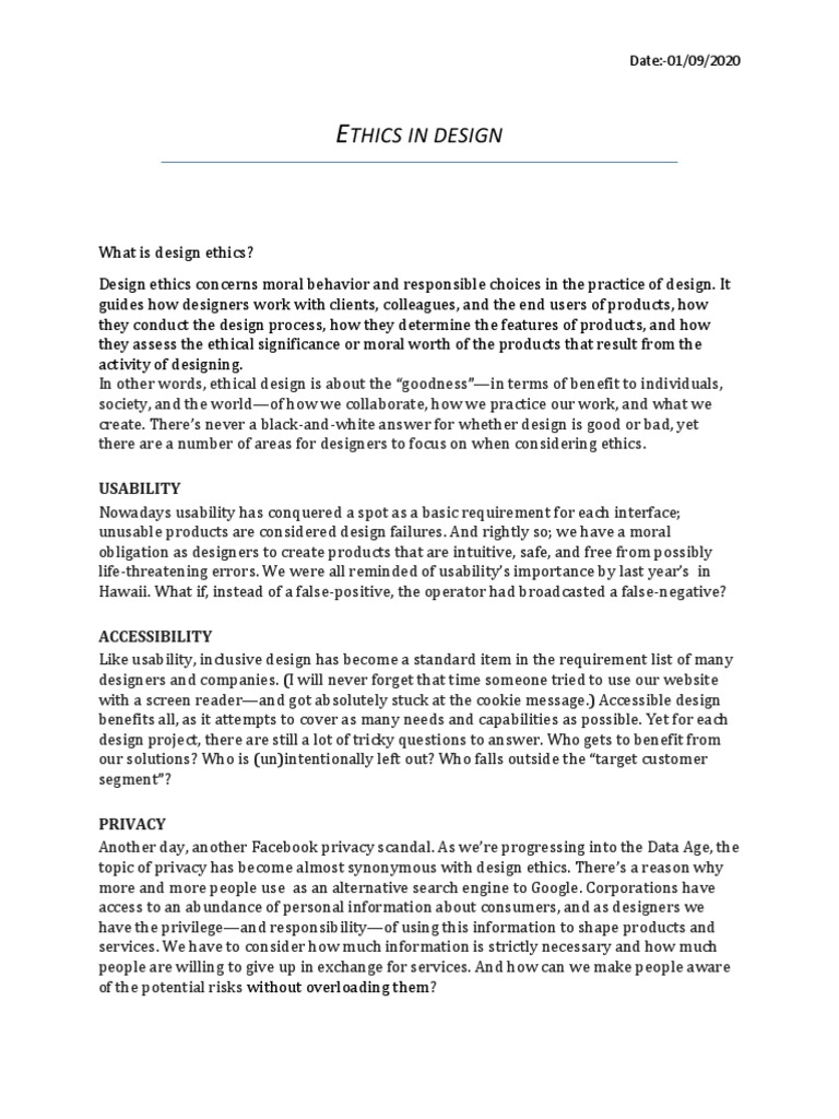 Ethics in Design | PDF | Privacy | Usability