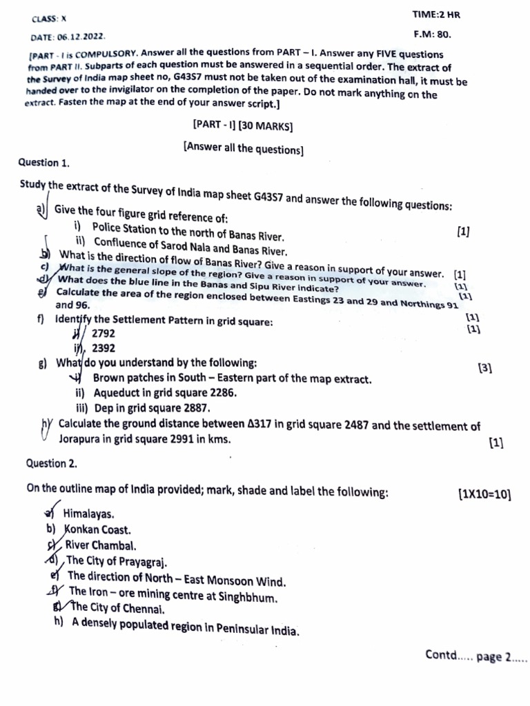 An Answer The Following Questions: Extract The Survey India Sheet G43S7 ...