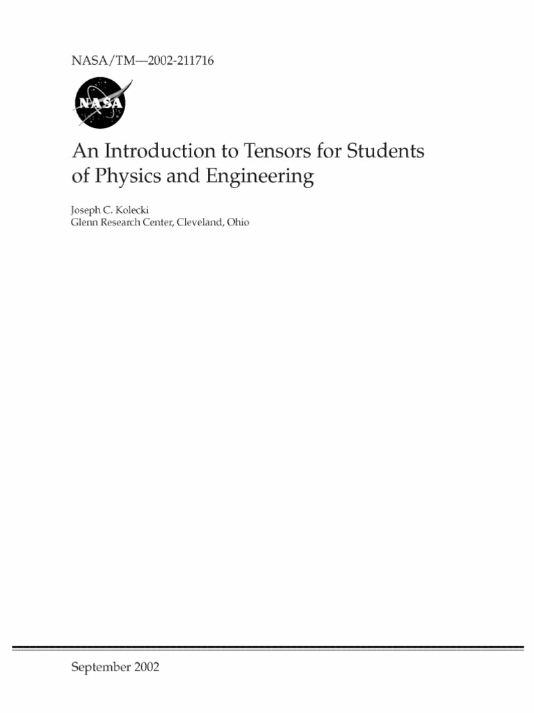 An Introduction To Tensors For Students of Physics and Engineering ...