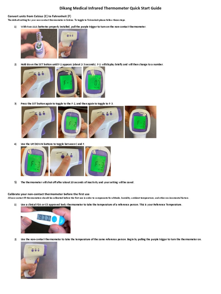 Non Contact Thermometer Calibration Instructions Pics | PDF | Thermometer | Temperature