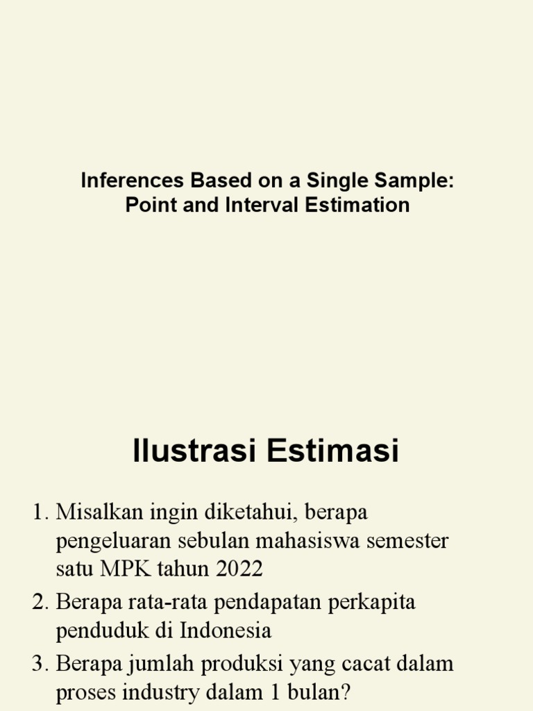 Materi 4 Estimasi Titik Dan Interval-Edit | PDF | Confidence Interval | Standard Error