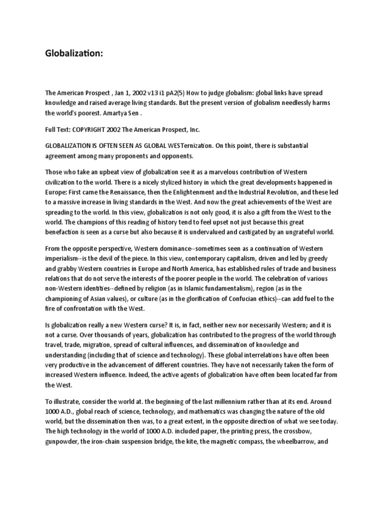 Globalization-WPS Office | PDF | Globalization | Poverty & Homelessness