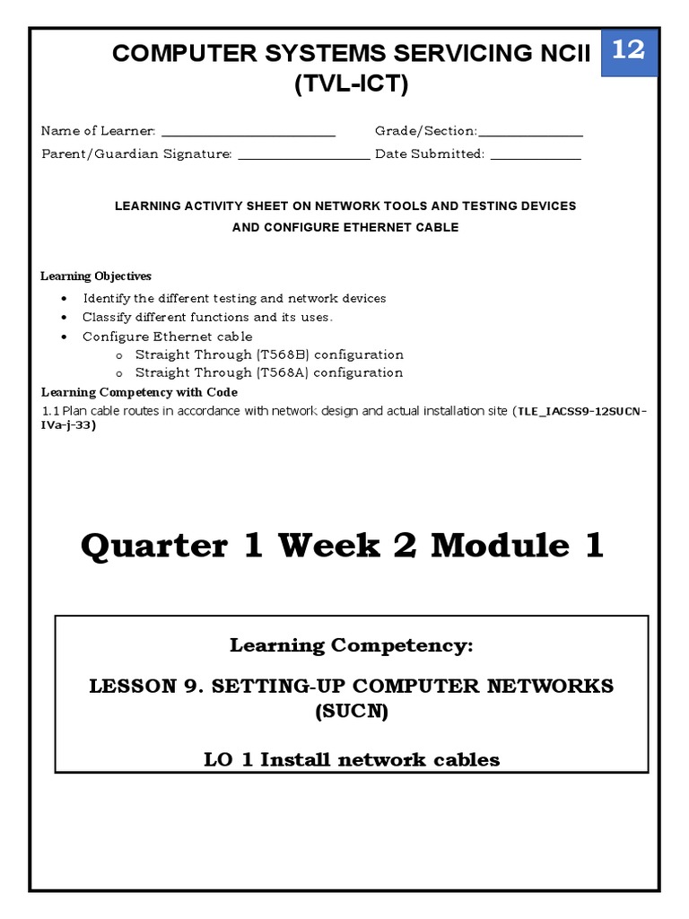 Quarter 1 Week 2 Module 1: Computer Systems Servicing Ncii (TVL-ICT) | PDF | Computer Network ...