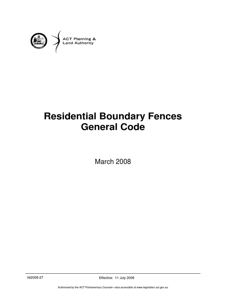 ACT - Residential Boundary Fences General Code | Download Free PDF ...