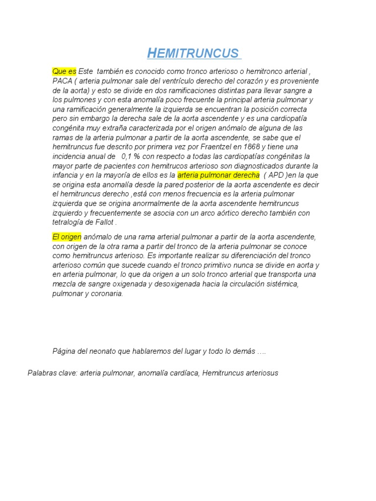 HEMITRUNCUS | PDF | Ventrículo (corazón) | Aorta