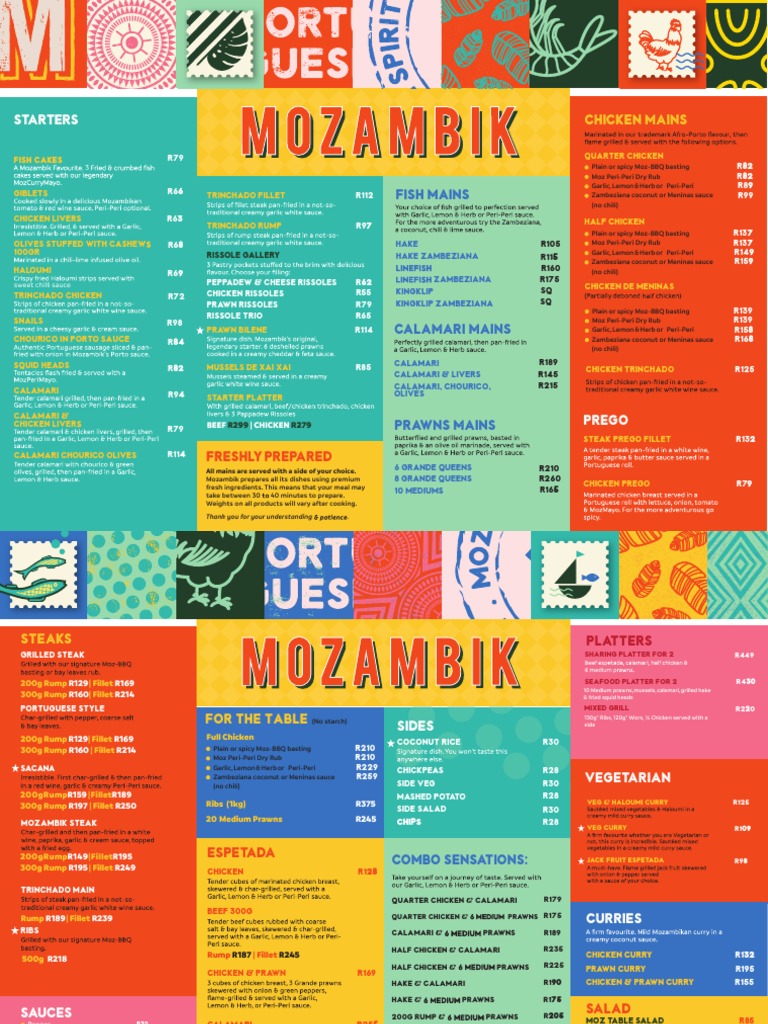 Mozambik Menu | PDF | Curry | Steak