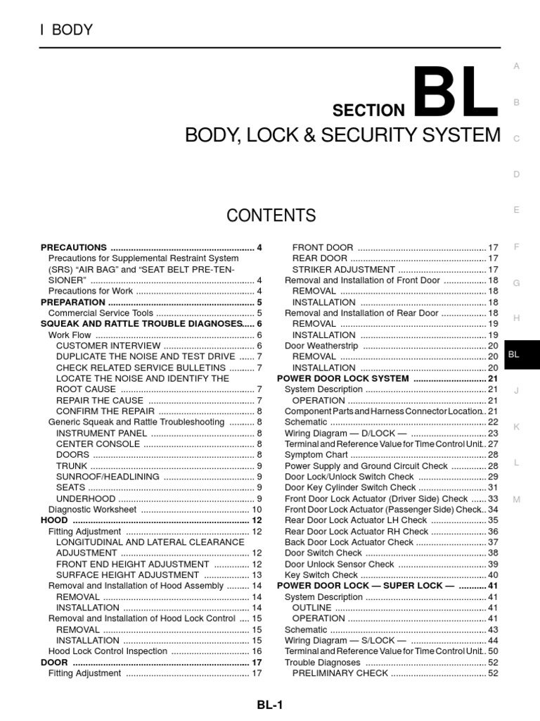 Body, Lock & Security System: Section | PDF | Airbag | Door