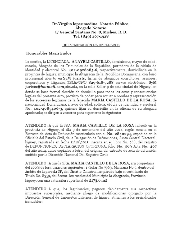 Determinación de Herederos en Higuey | PDF | Instituciones sociales ...