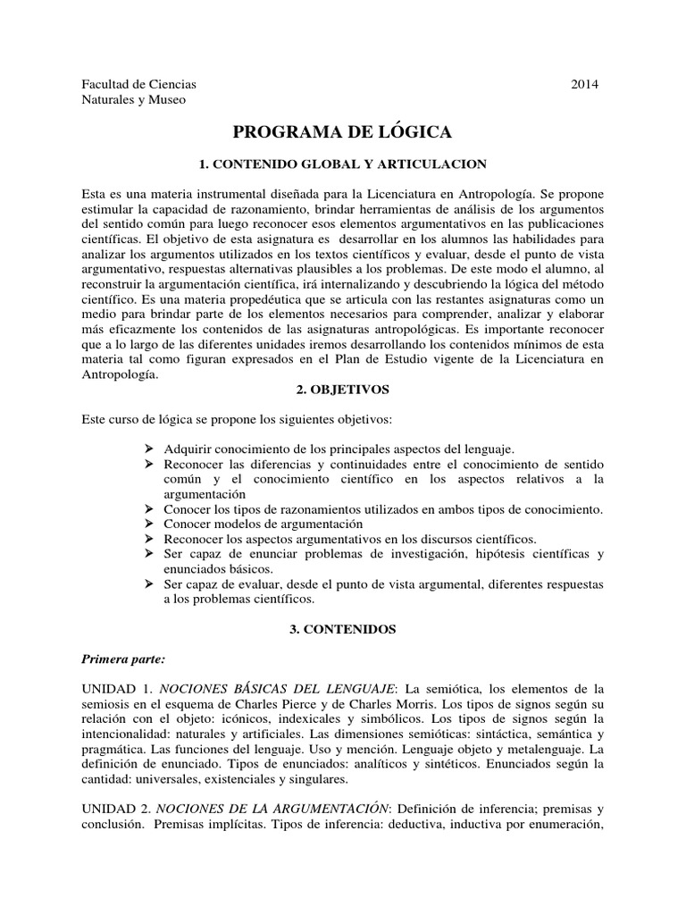 Programa de Lógica para Antropología | PDF | Razonamiento deductivo ...