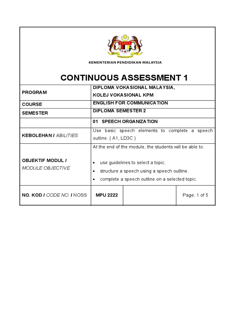 Continuous Assessment 1 (2022) | PDF | Human Communication | Cognition