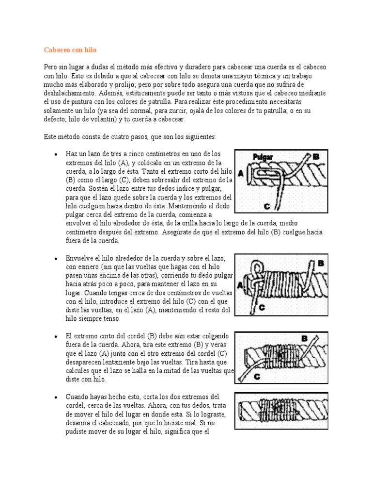 Cabecear Una Cuerda Con Hilo - Terminar Una Cuerda para Que No Se ...