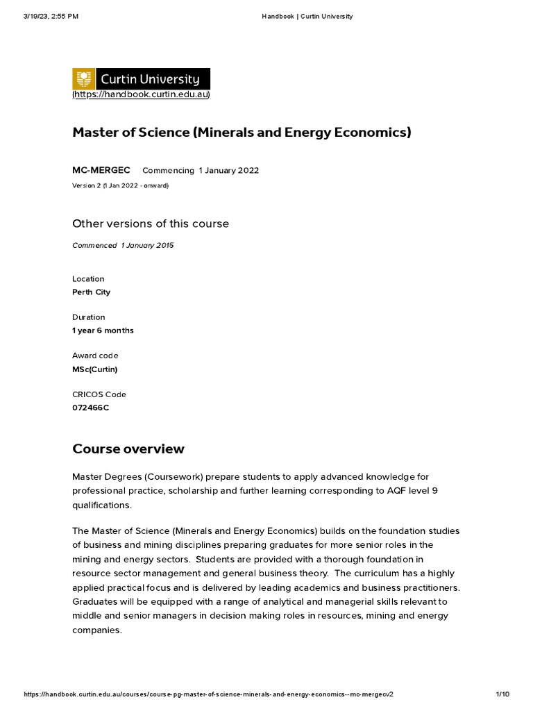 Handbook - Curtin University | PDF | Academic Degree | Postgraduate ...