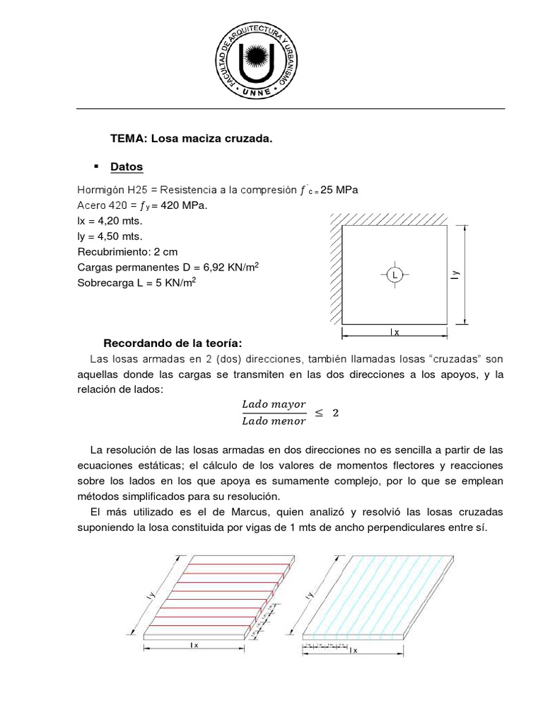 Ejercicio Losa Cruzada | PDF | Viga (Estructura) | Braguero