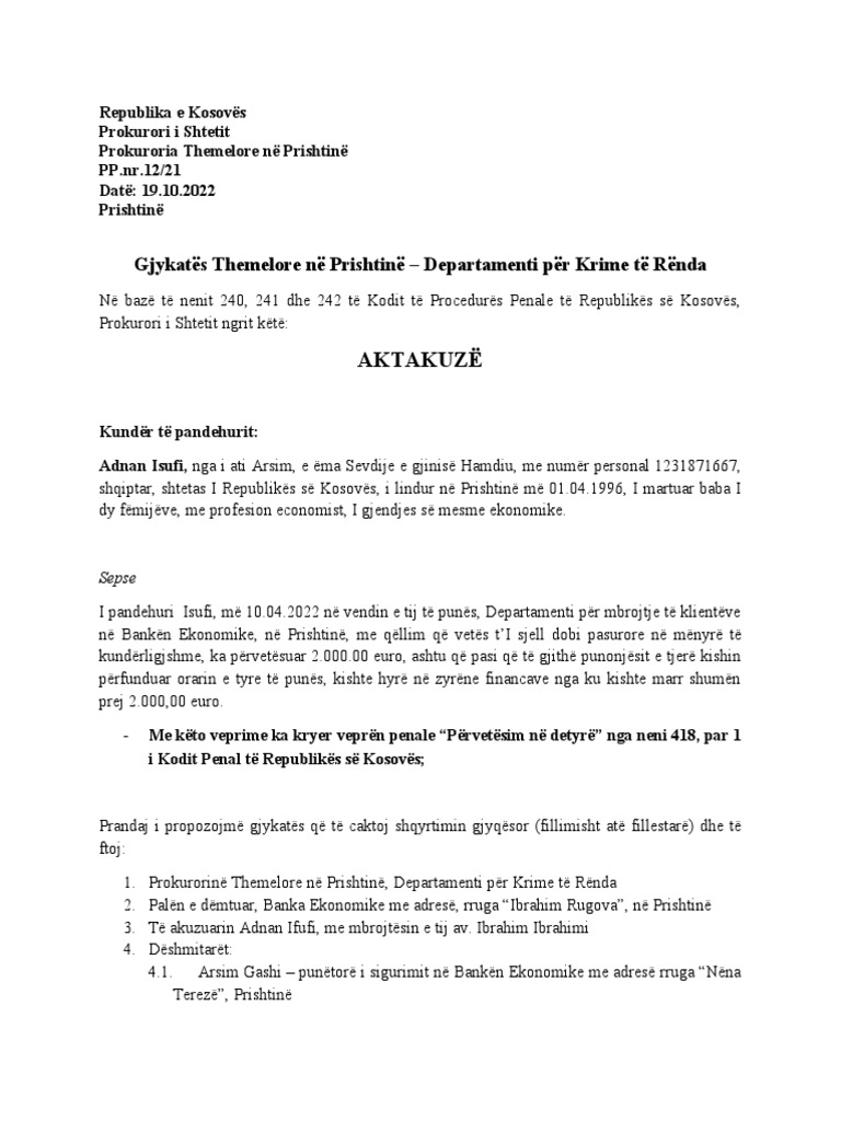 Aktakuza Dhe Aktgjykimi | PDF