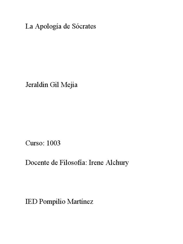 La Apología de Sócrates | PDF | Sócrates | Disculpa (Platón)