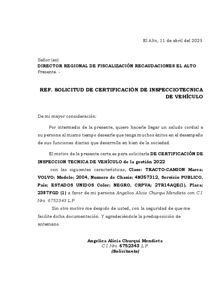 Solicitud de Vehiculo | PDF