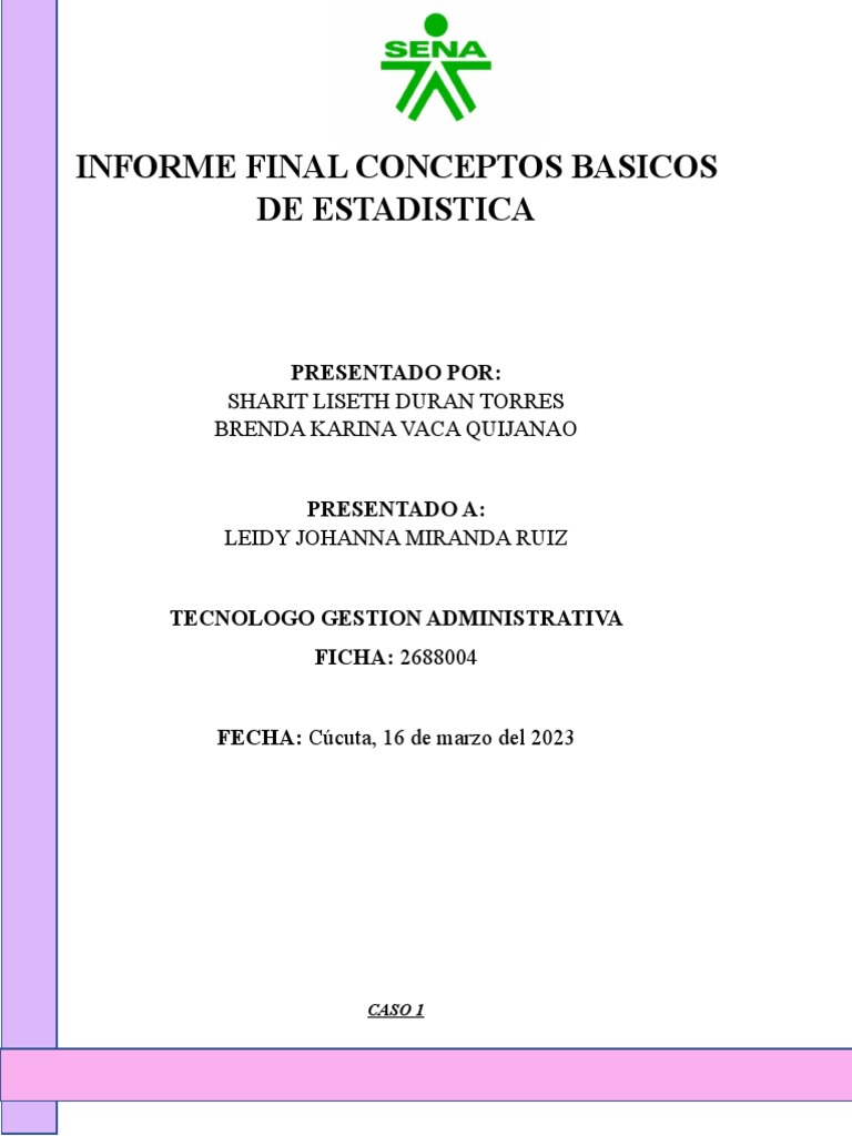 Informe Final Conceptos Basicos de Estadistica | PDF