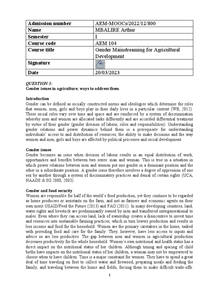 Assignment 104 | PDF | Gender | Gender Studies