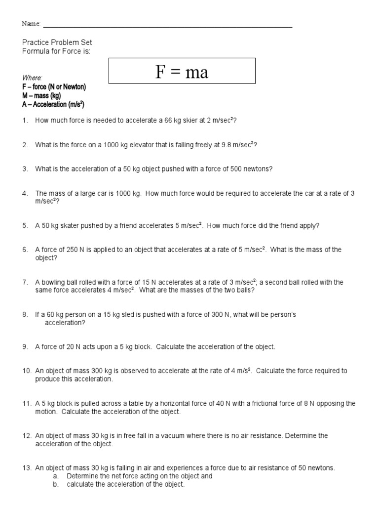 Force Problems | PDF | Force | Newton's Laws Of Motion