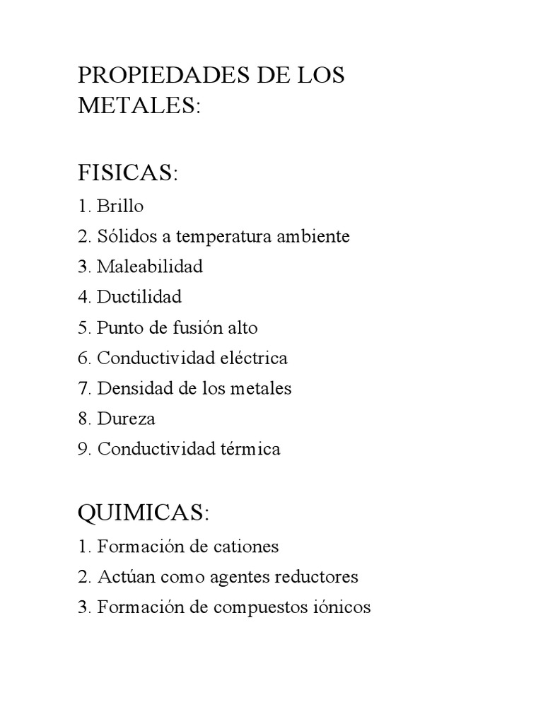 Propiedades de Los Metales | PDF