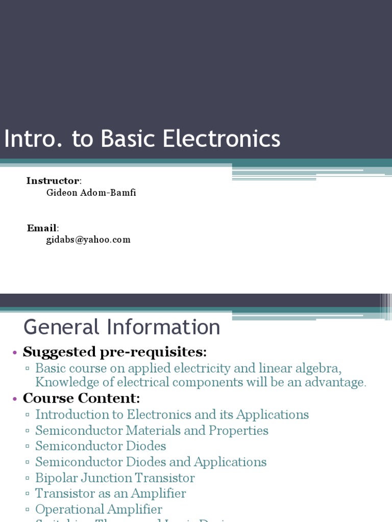 Intro to Basic Electronics Course Guide | PDF | Inductor | Electric Power
