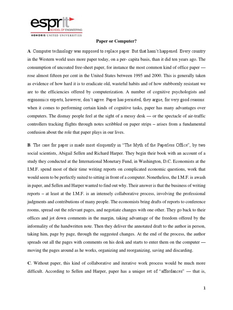 TEXT1 Paper or Computer | PDF | Social Science | Art