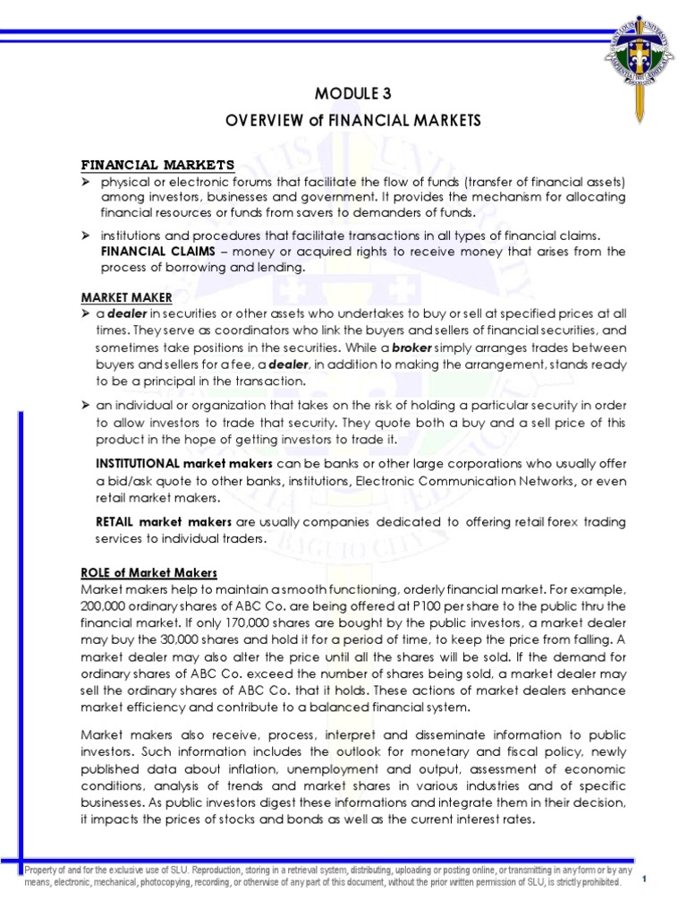 Module 3 Financial Market | PDF | Mortgage Loan | Futures Contract