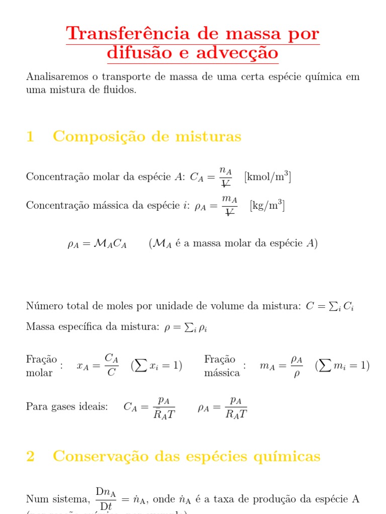 Aula 17-Transferencia de Massa | PDF | Transferência de massa | Difusão