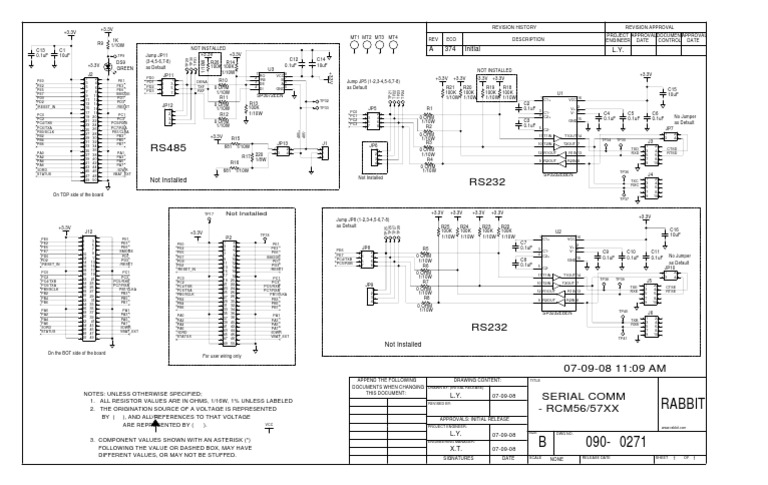RCM5700 Serial COMM Schematic 090-0271A - SER | PDF | Electrical Engineering | Electricity