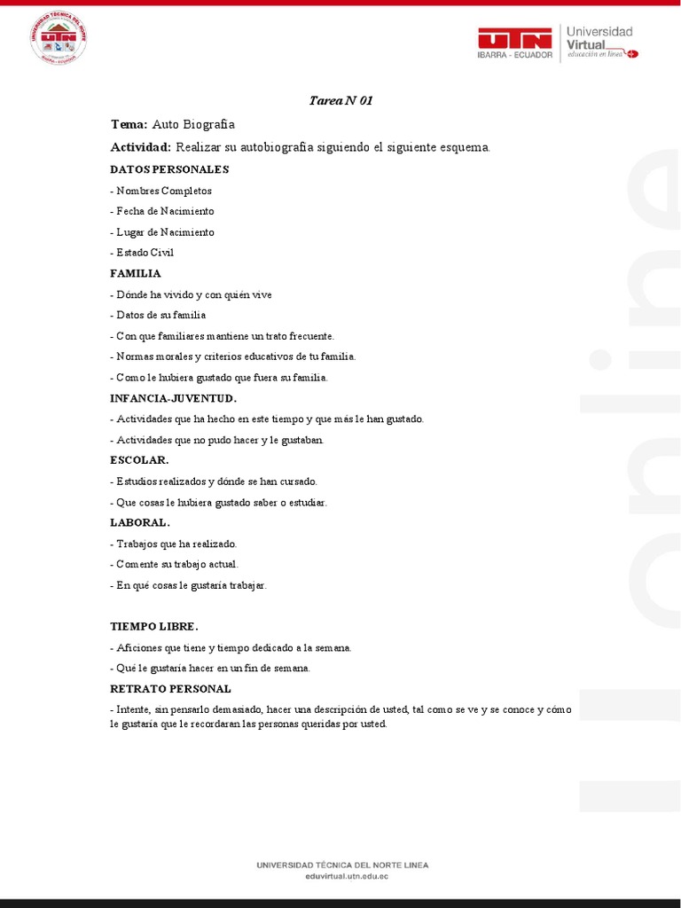 Tarea N 01 Autobiografía | PDF