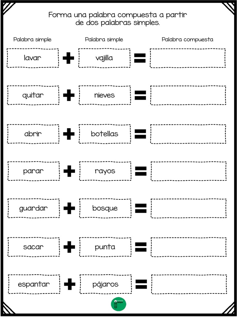 Forma Una Palabra Compuesta A Partir de Dos Palabras Simples | PDF
