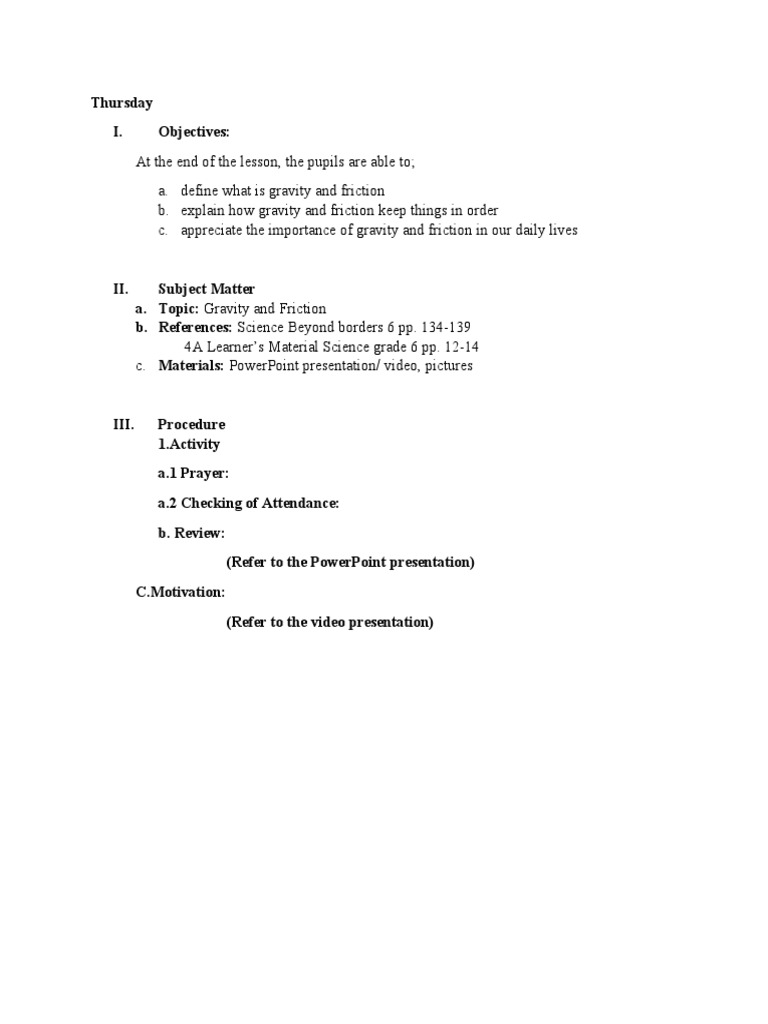Gravity and Friction Day 4 (Draft) | PDF | Friction | Gravity