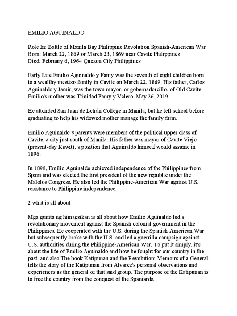 Emilio Aguinaldo | PDF | Philippines | Independence