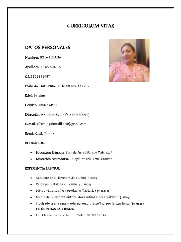 Datos Personales: Curriculum Vitae | PDF