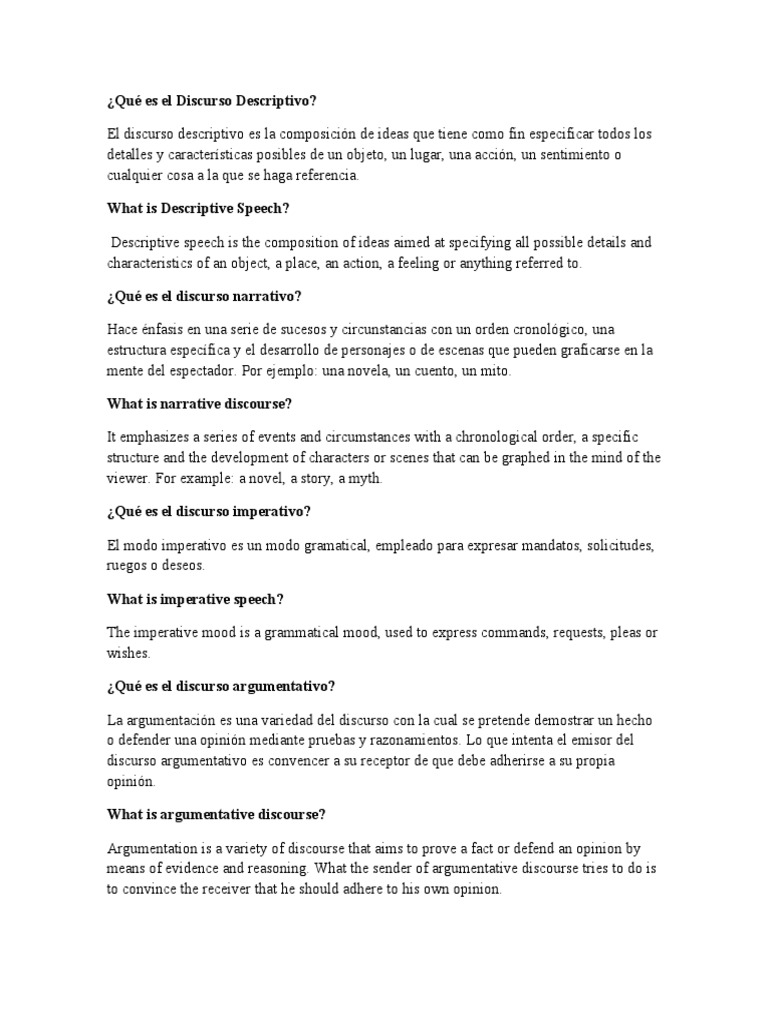 Qué Es El Discurso Descriptivo | PDF | Lingüística