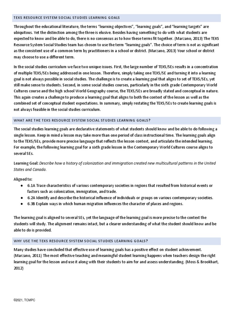 TEKS US GR 8 Learning Goals | PDF | American Civil War | United States Bill Of Rights