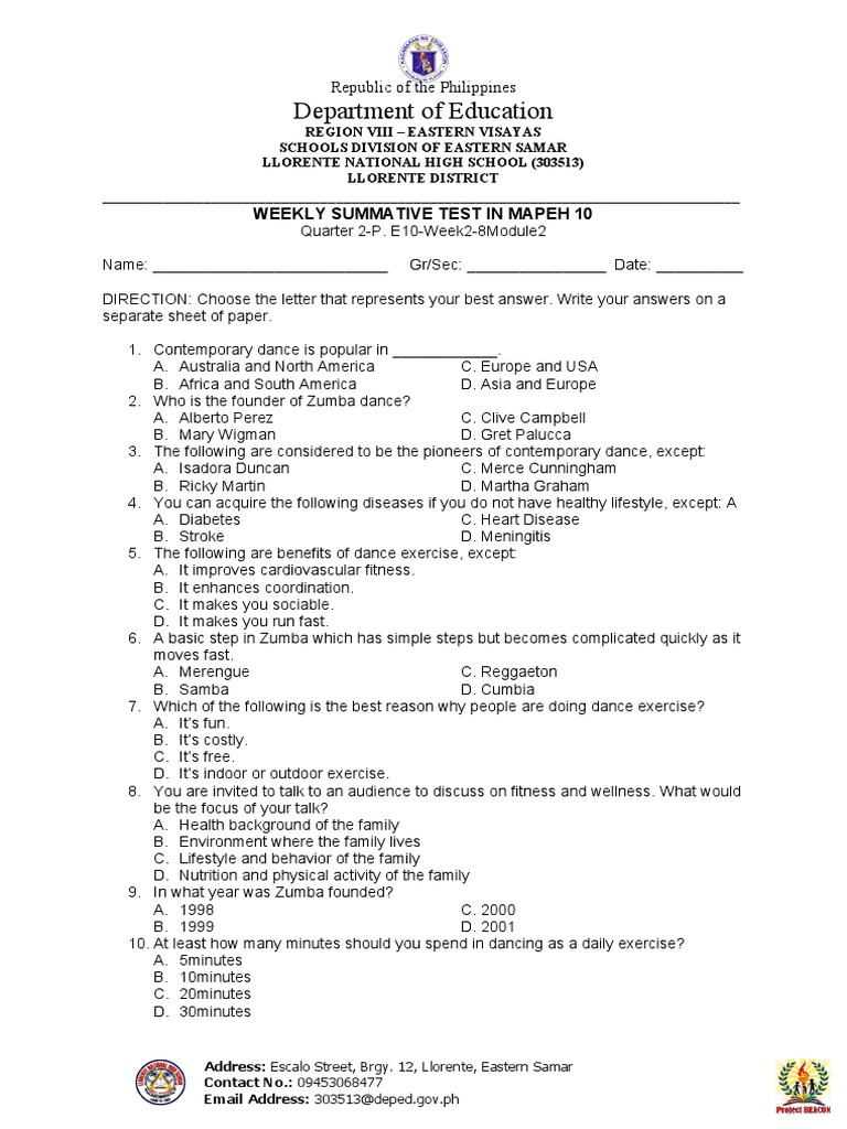WT-Q2-PE10-Wk2-8 (Module 2) | PDF | Dances | Physical Fitness