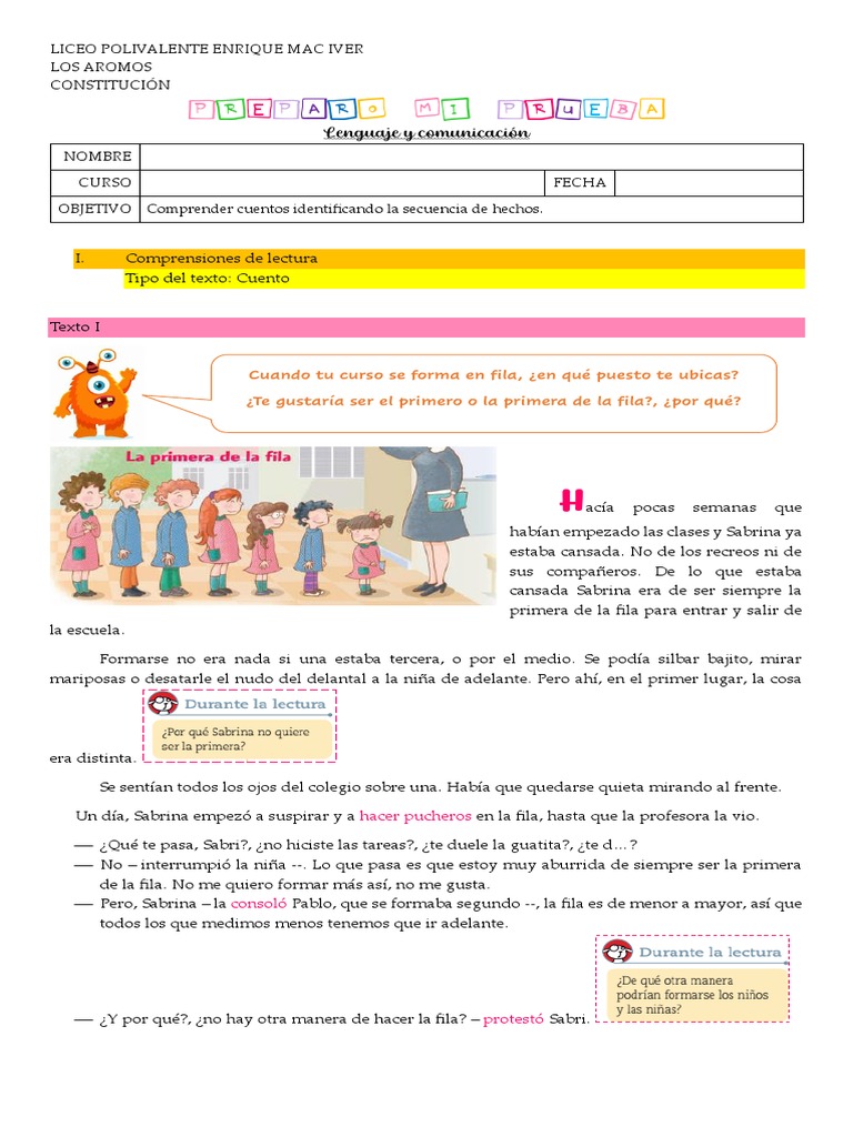 Guía Comprensión Lectora Segundo Básico | PDF
