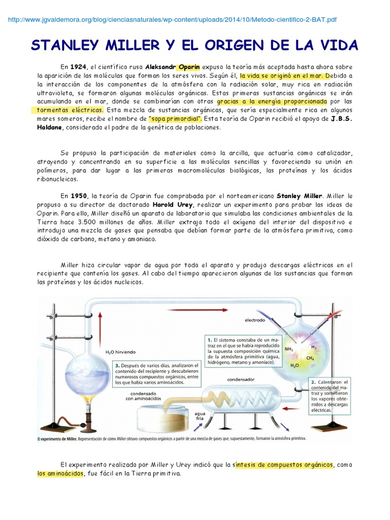 Experimento de Miller-Ulrey | PDF