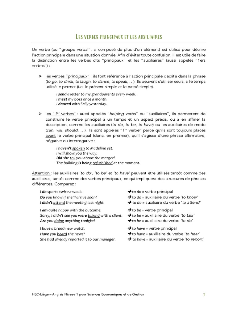 Les Verbes | PDF | Verbe | Morphologie linguistique