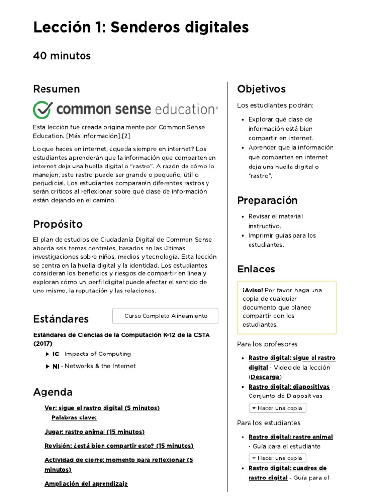 Senderos Digitales - Lección 1 | PDF | Internet | Licencia Creative Commons
