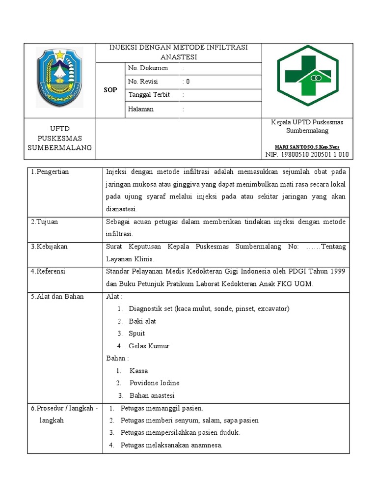 SOP injeksi infiltrasi | PDF