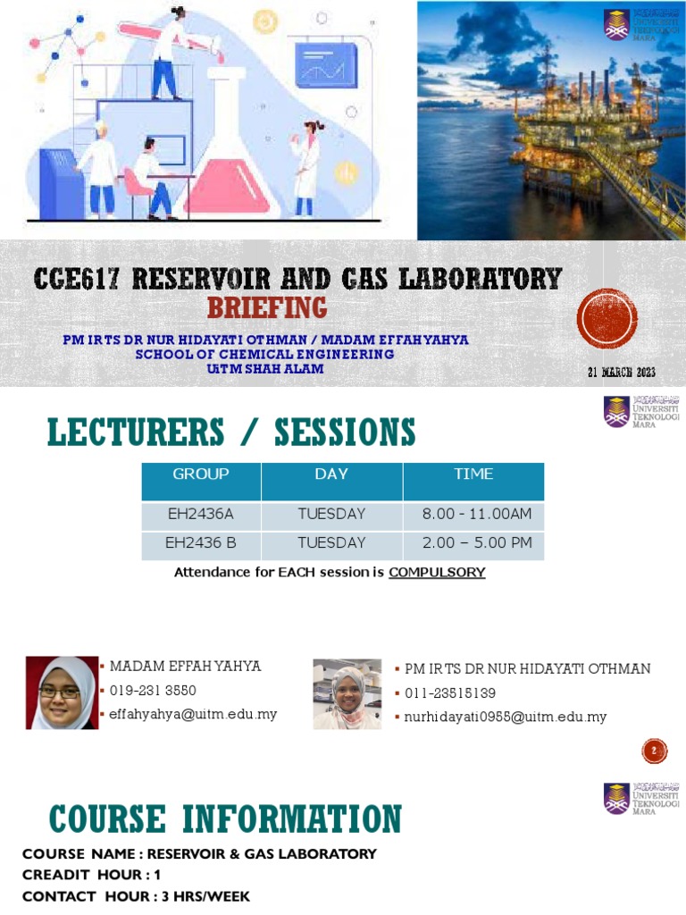 UiTM Reservoir & Gas Lab Briefing | PDF | Methodology | Experiment