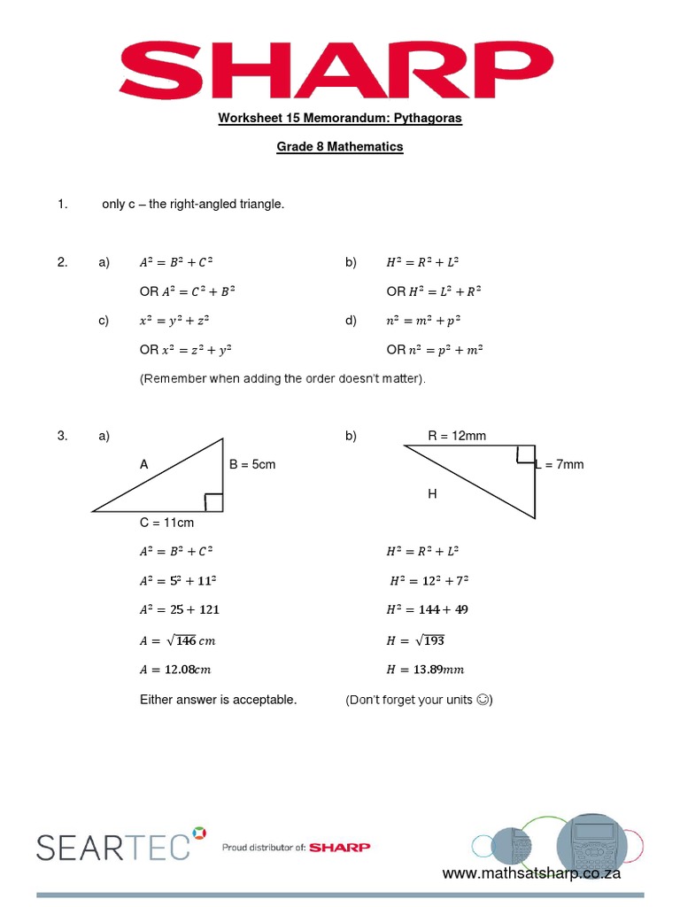 Worksheet 15 Memorandum Pythagoras | PDF