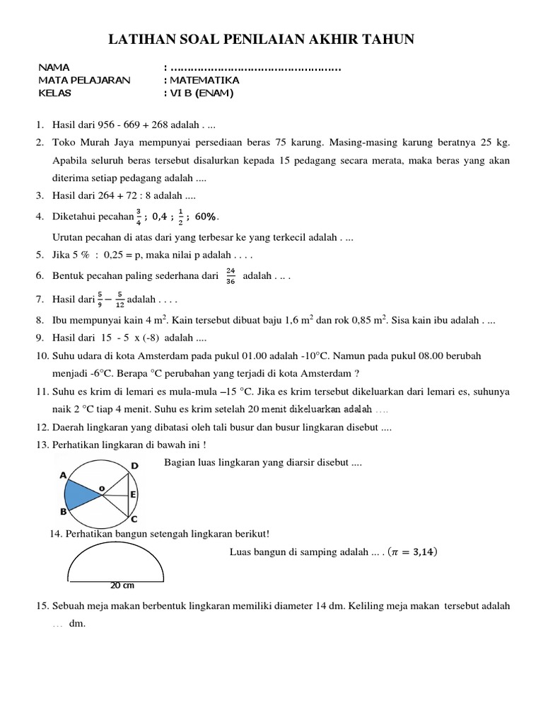 Latihan Soal Matematika-Semester 2 | PDF