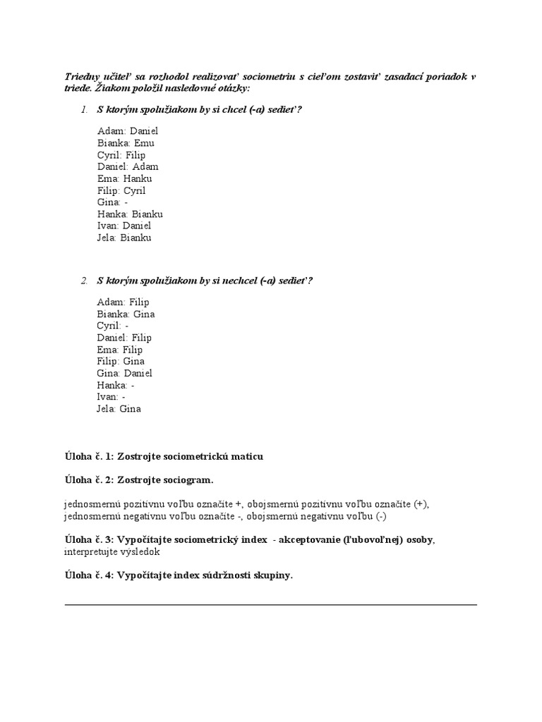 Úloha Sociometria 1 1 | PDF