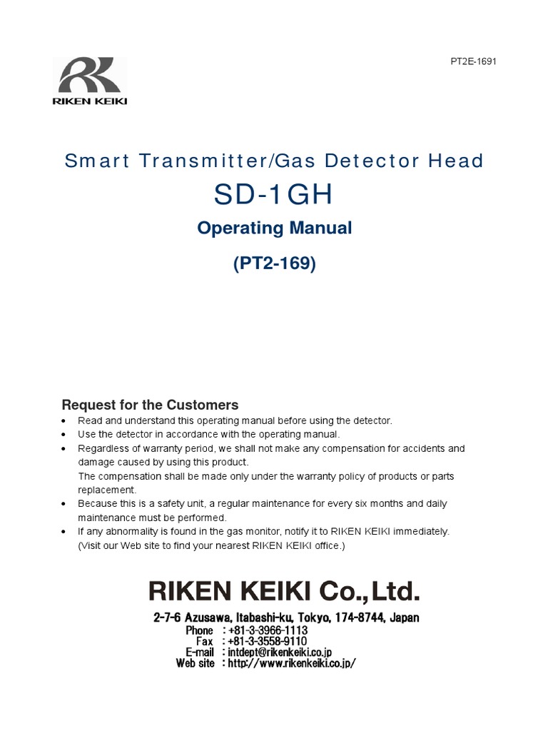 SD-1GH: Smart Transmitter/Gas Detector Head | PDF | Relay | Sensor